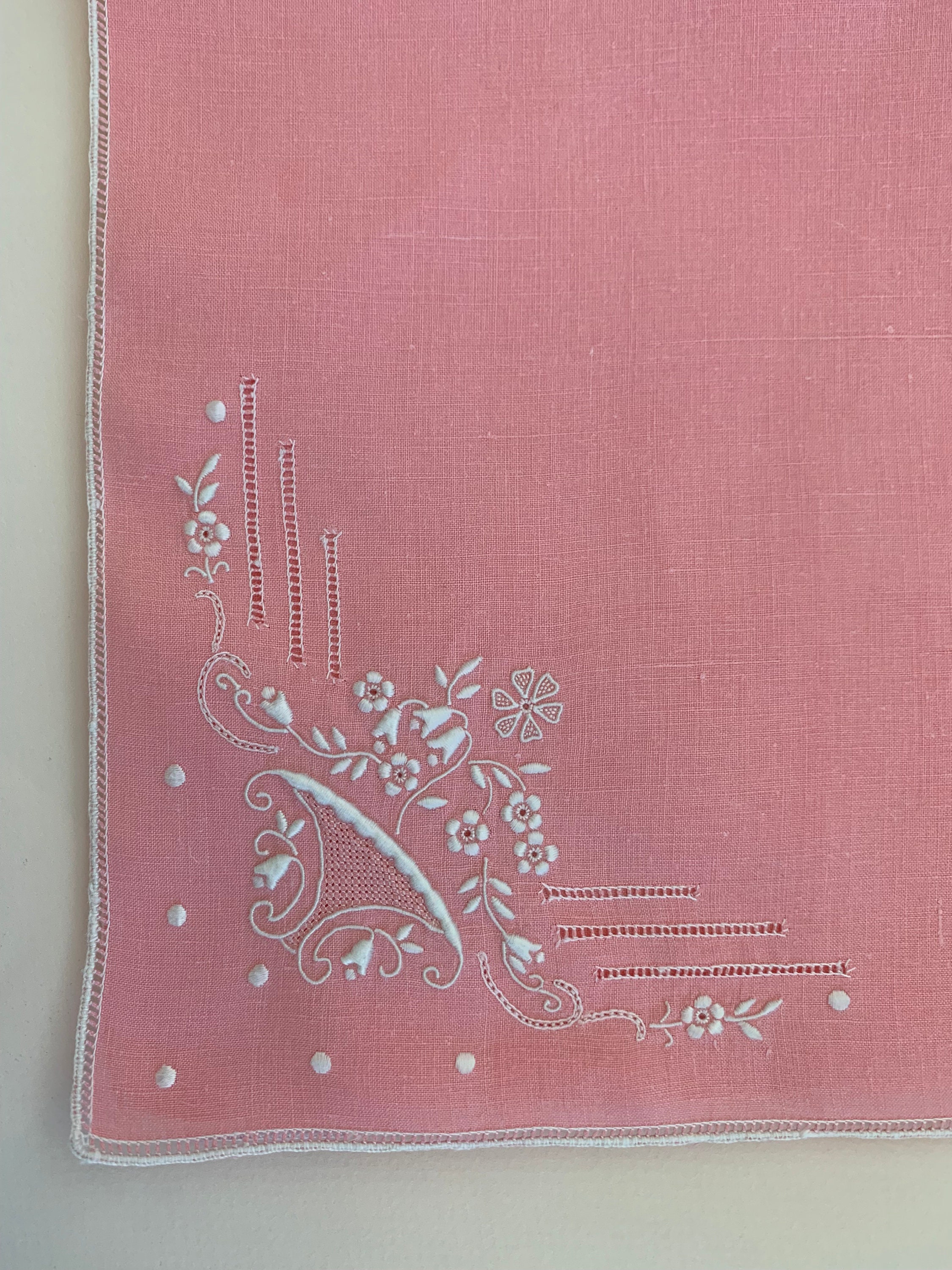 9 Pc Vintage Pink Posey Hand Embroidered Linen Set - Etsy