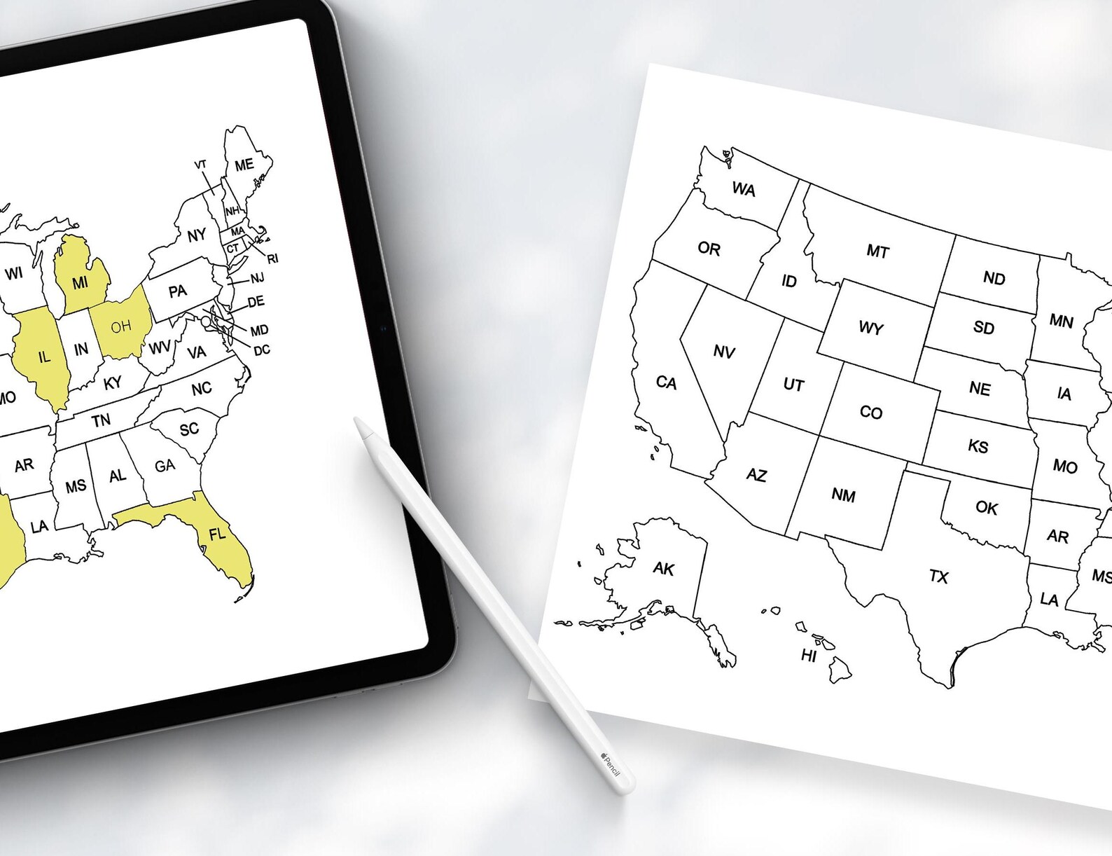 Minimalist Printable + Downloadable United States Sales Map / Simple ...