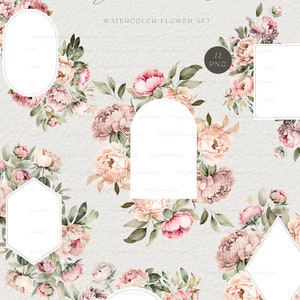 Pink Peony Flower Watercolor Clipart, Soft Pink Delicate PNG, Floral ...