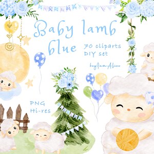 Baby Lamb Clipart, Watercolor Sheep PNG, Nursery Clipart, Baby Animal ...