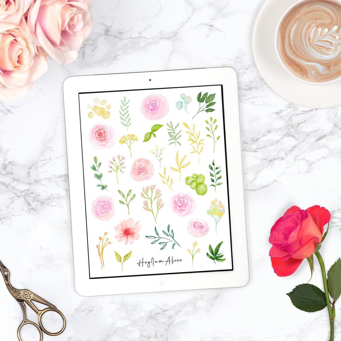 Bubblegum Rose Digital Sticker PRINTABLE Sticker Sheet | Etsy