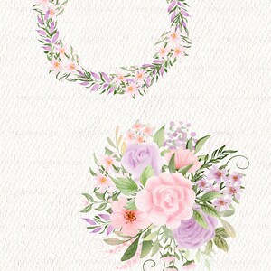 Pink Purple Flower Watercolor Clipart, Soft Pink Floral PNG, Wedding ...