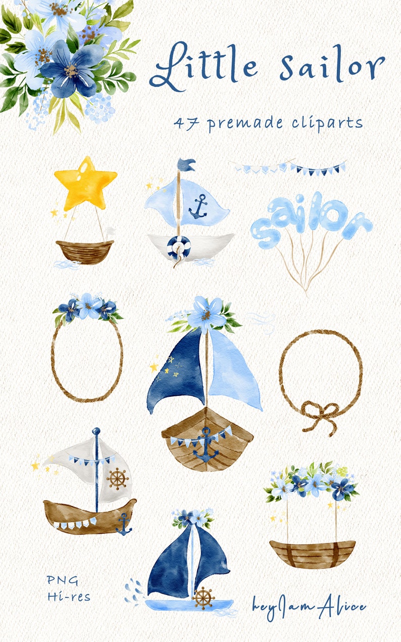 Sailor Watercolor Clipart Nautical Boy Clipart Free - Etsy