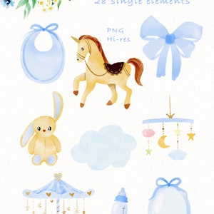 Baby Blue Clipart, Blue Watercolor Newborn PNG, FREE COMMERCIAL Use ...
