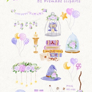 Witch Clipart, Halloween Digital PNG, Witch and Wizard, Magical School ...