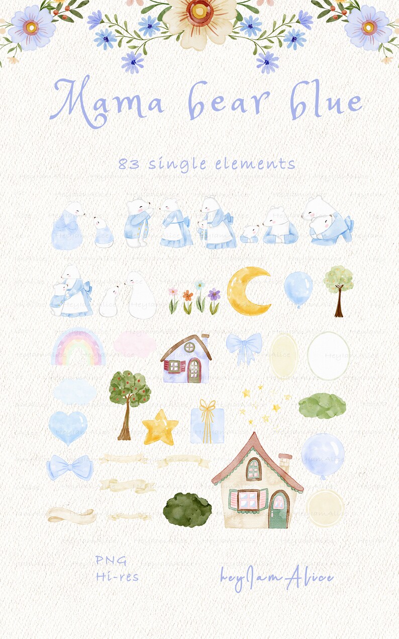 Mother and Baby Watercolor Clipart Mommy and Baby Bear PNG - Etsy