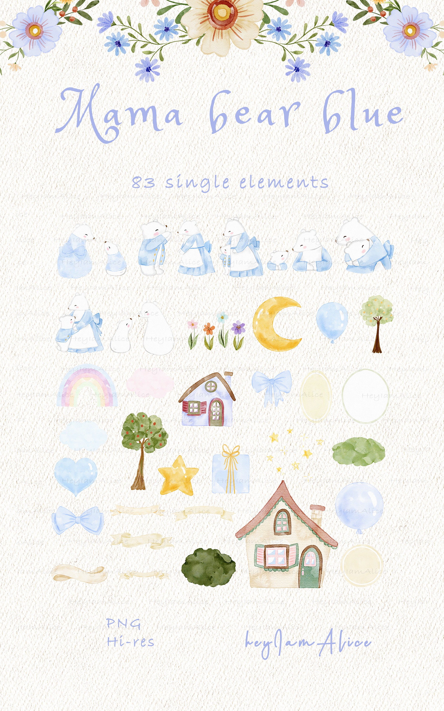 Mother and Baby Watercolor Clipart Mommy and Baby Bear PNG - Etsy
