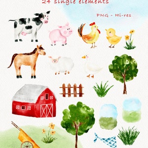 Farm Animals Watercolor Clipart, Cute Farm Clipart, FREE COMMERCIAL Use ...