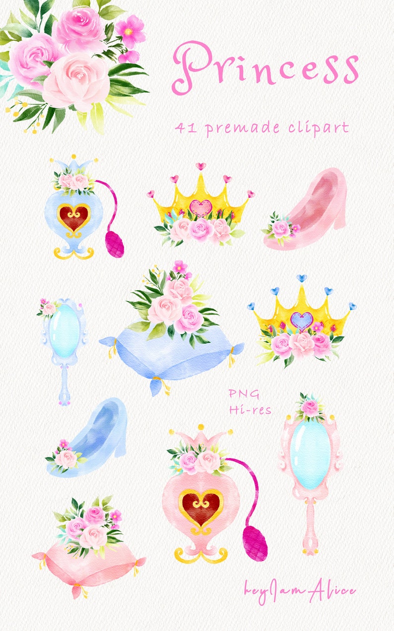 Princess Watercolor Clipartfree COMMERCIAL Use Nursery | Etsy