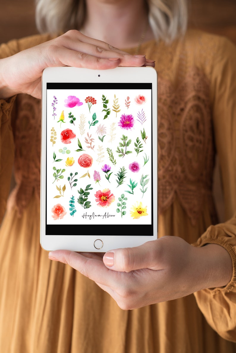 May Flower Digital Sticker, PRINTABLE Sticker Sheet, Watercolor Digital ...