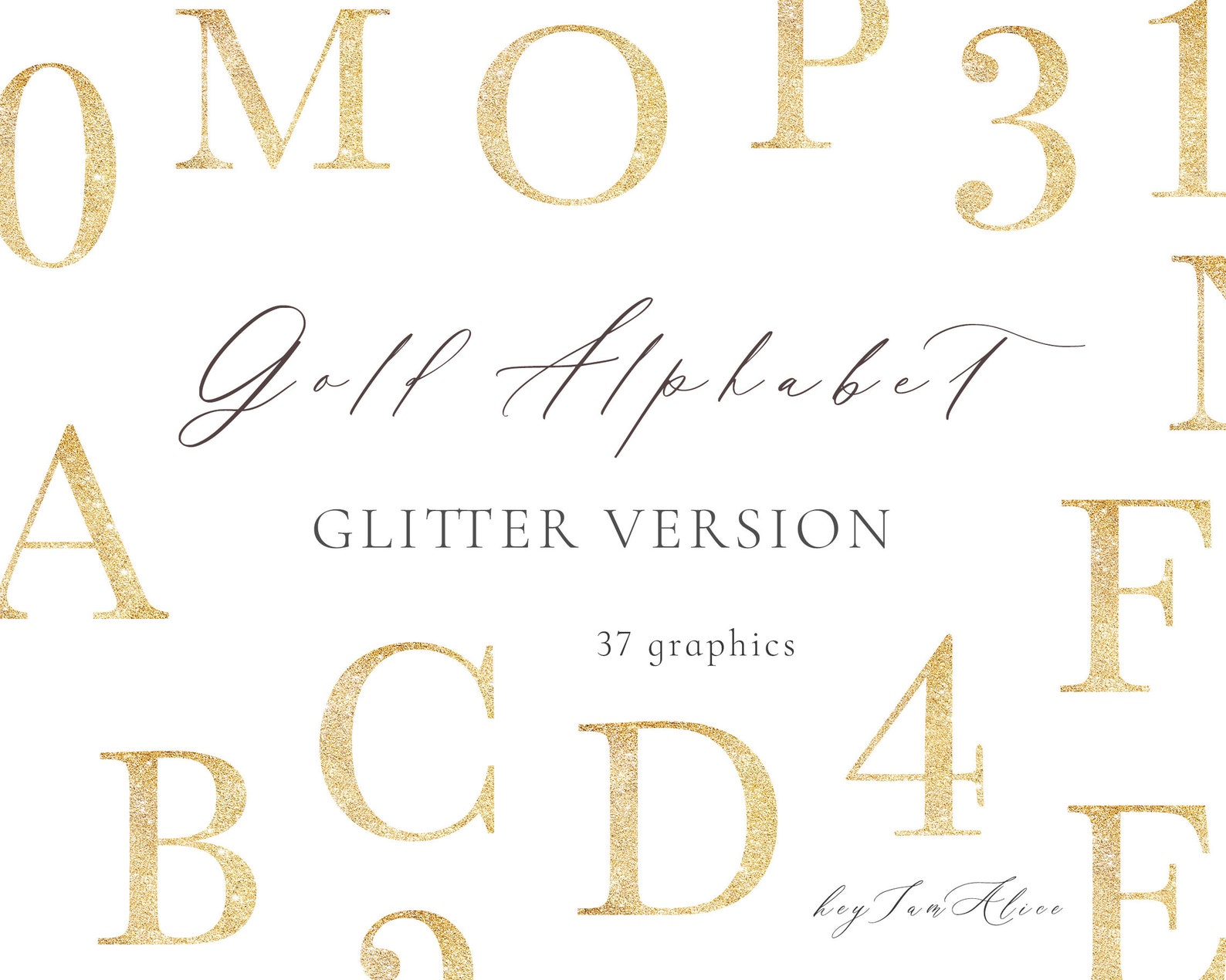 Gold Glitter Alphabet Letter Number Symbol Metallic PNG - Etsy