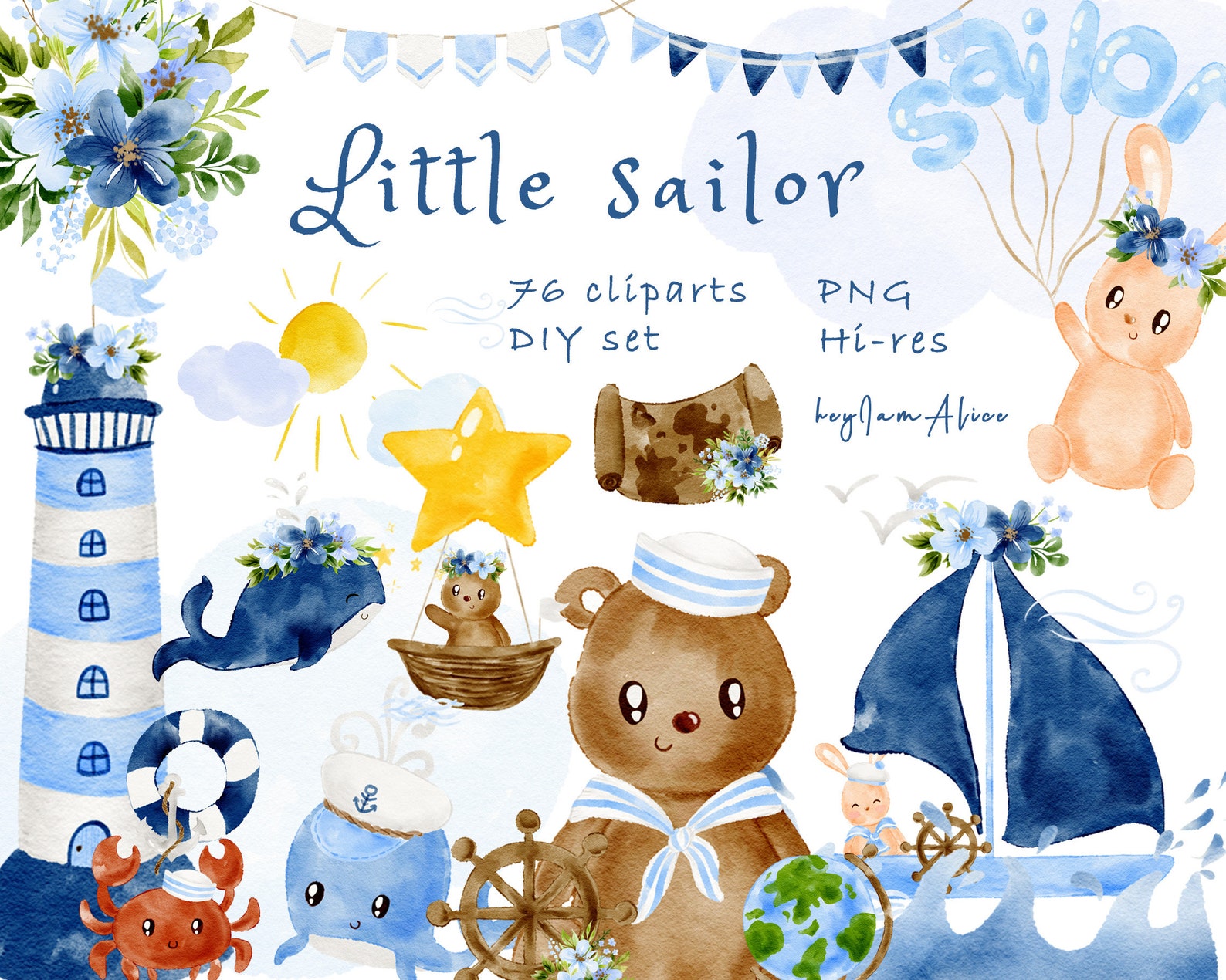 Sailor Watercolor Clipart Nautical Boy Clipart Free - Etsy
