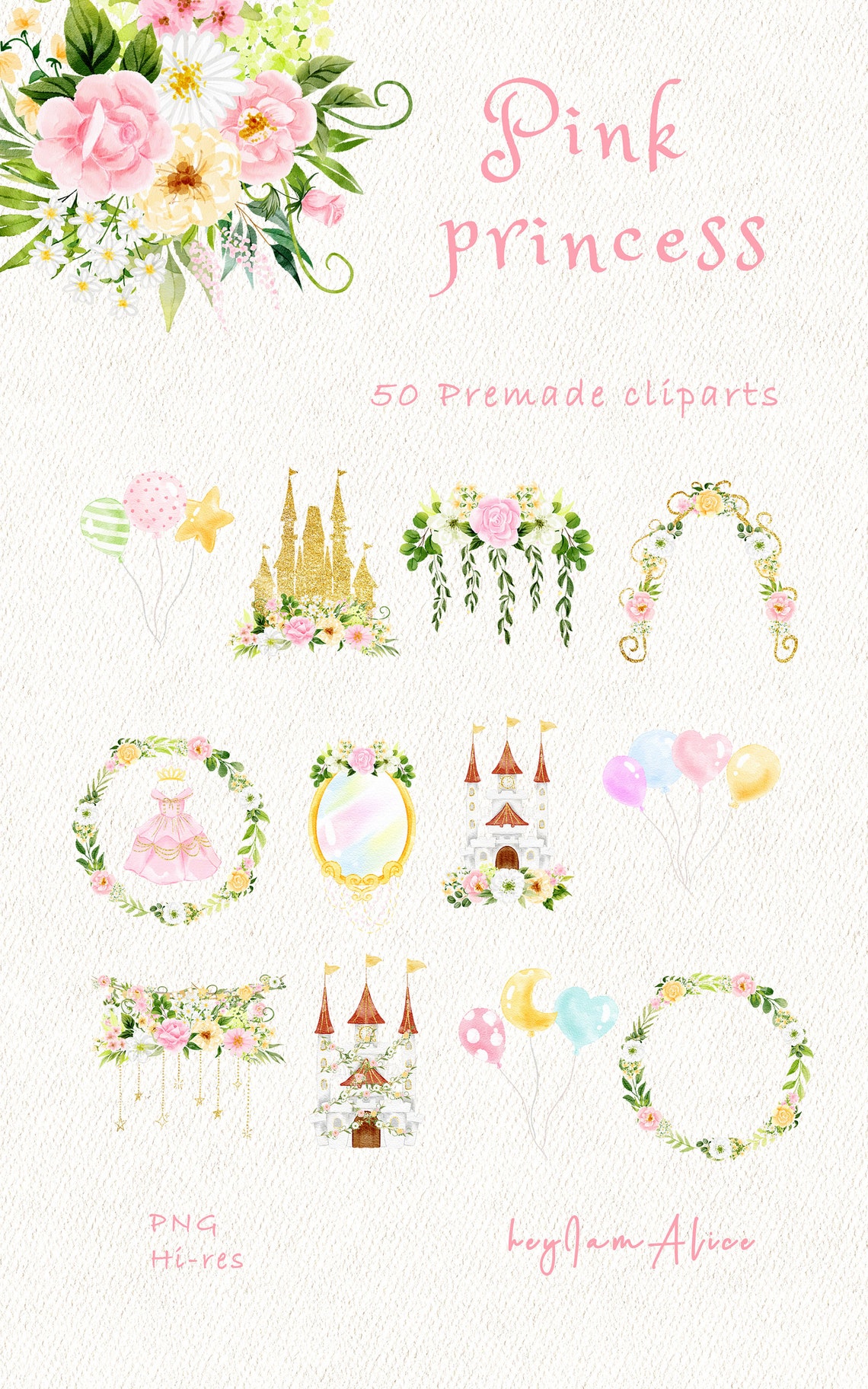 Princess and Prince Watercolour Clipart Fairy Tale Graphic - Etsy