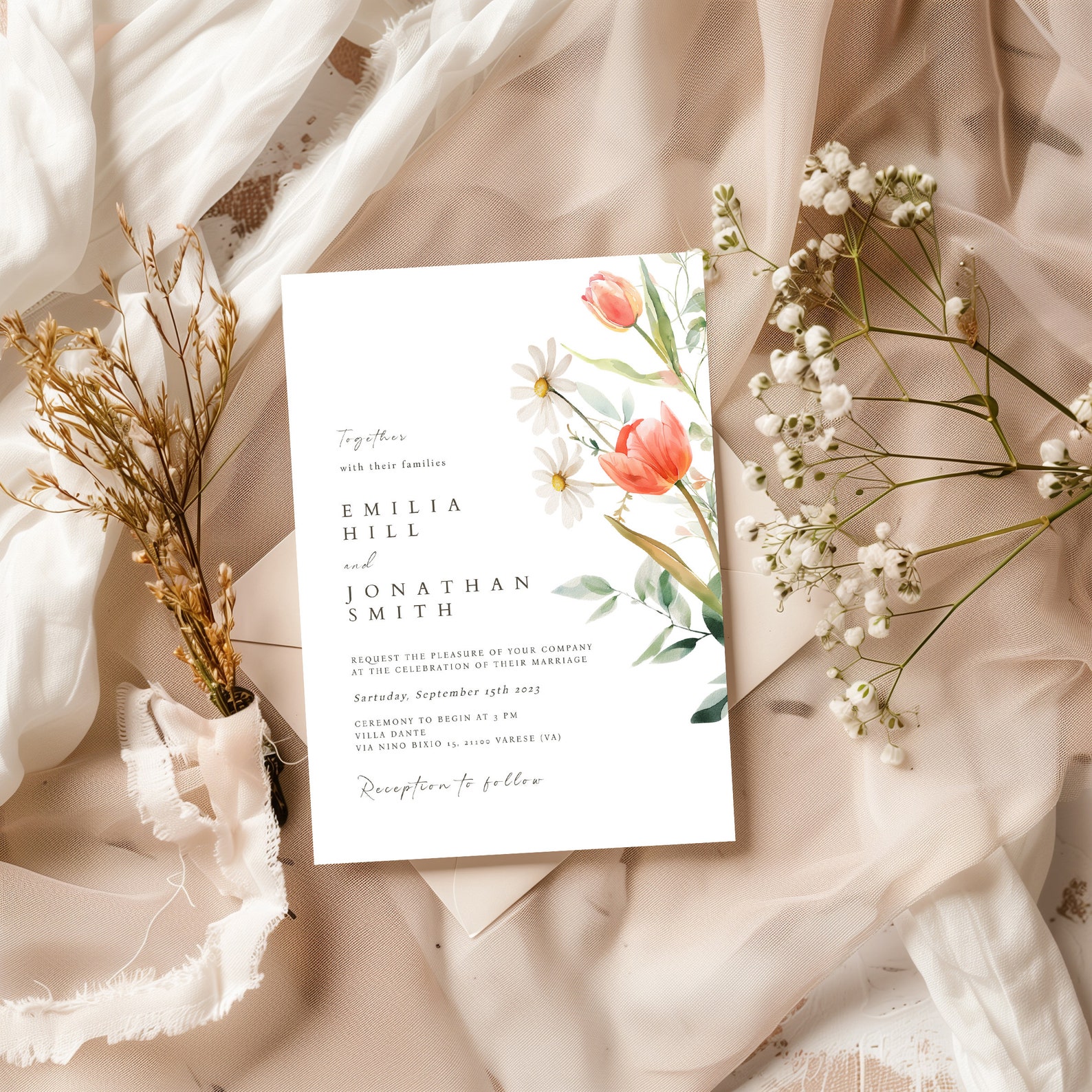 Soft Bloom Tulip Flower Watercolor Clipart, Elegant Tulip Floral PNG ...