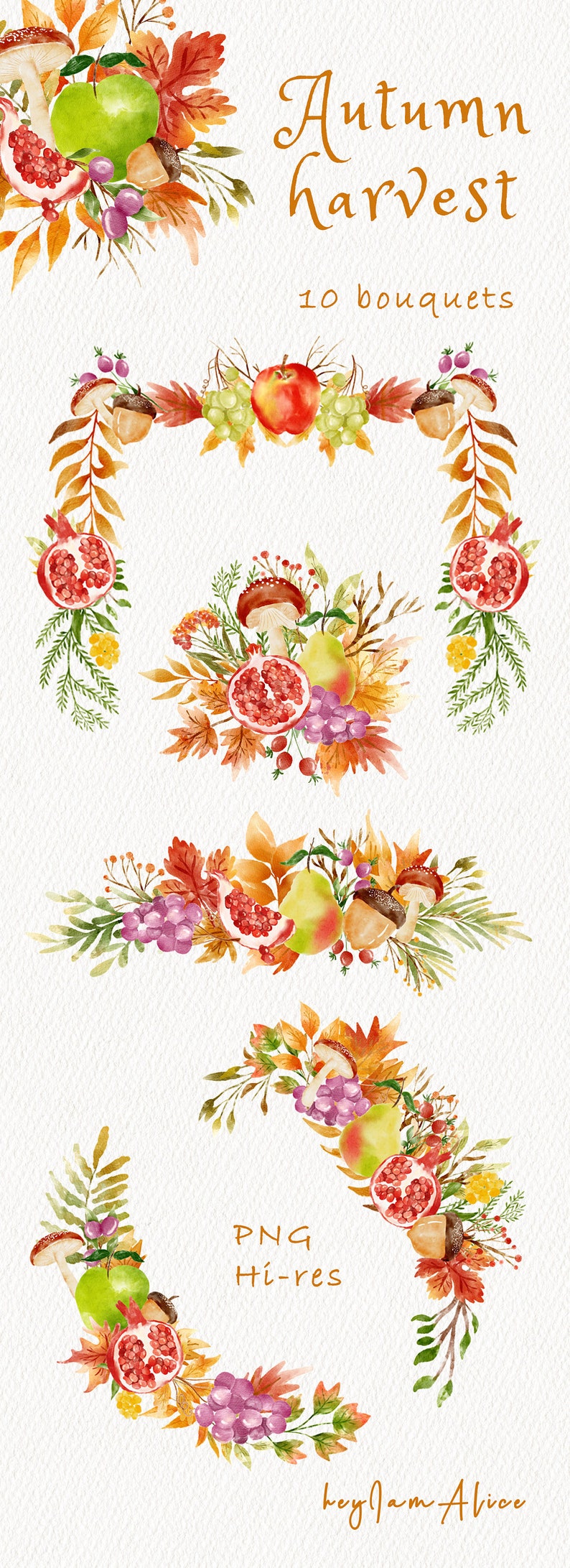 Watercolor Autumn Clipart Fall Clipart FREE COMMERCIAL Use | Etsy