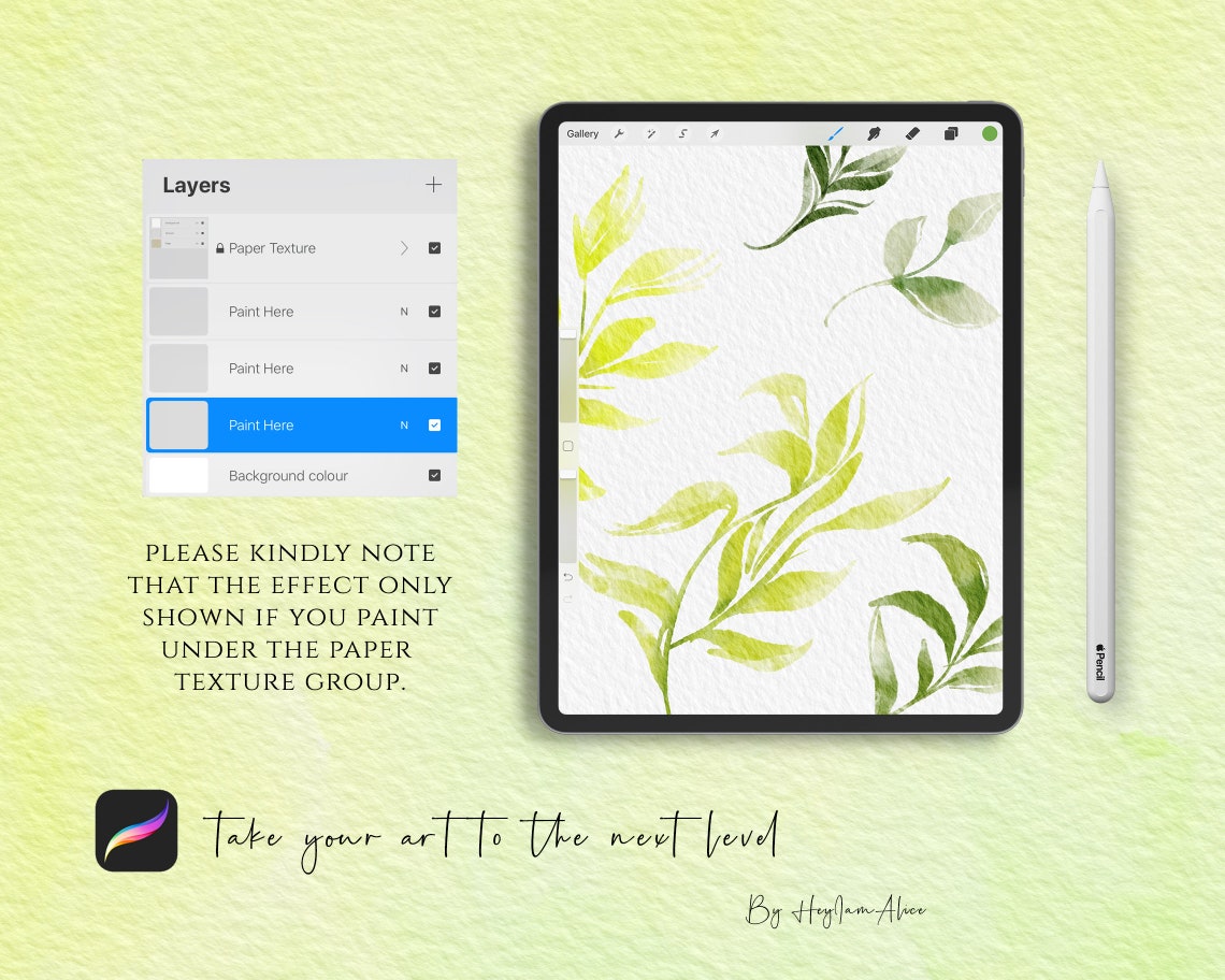 Realistic Procreate Watercolor Paper Canvas, JANES Paper, Watercolor ...