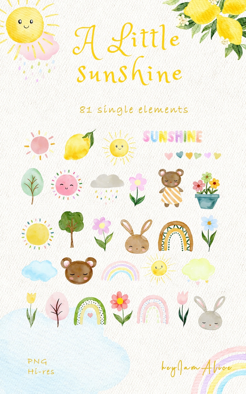 Baby Nursery Clipart Boho Rainbow Sun and Cloud Graphics - Etsy