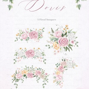 Pink Purple Flower Watercolor Clipart, Soft Pink Floral PNG, Wedding ...