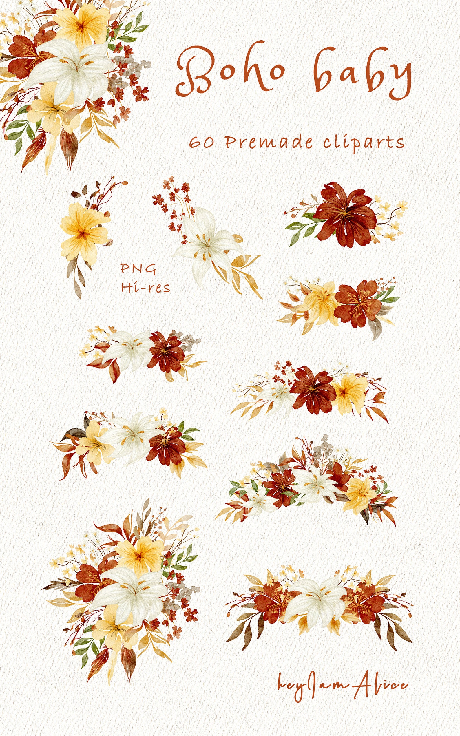 Boho Nursery Clipart, Watercolor Baby Animal Clipart, Newborn Boho Baby ...