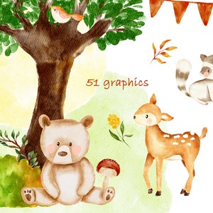 Woodland Nursery Clipart, FREE COMMERCIAL Use, Woodland Animals ...