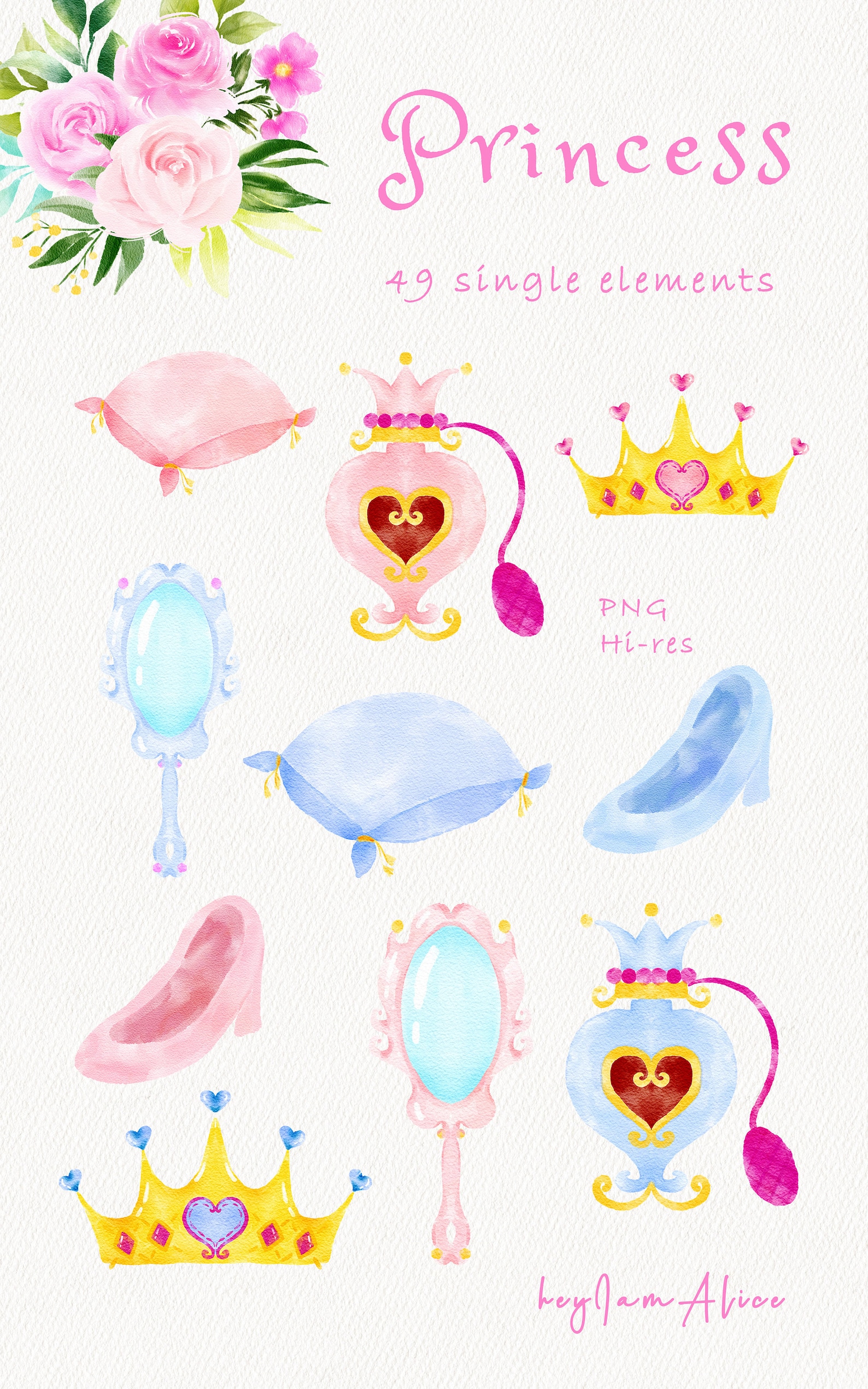 Princess Watercolor Clipart,free COMMERCIAL Use, Nursery Clipart, Fairy ...