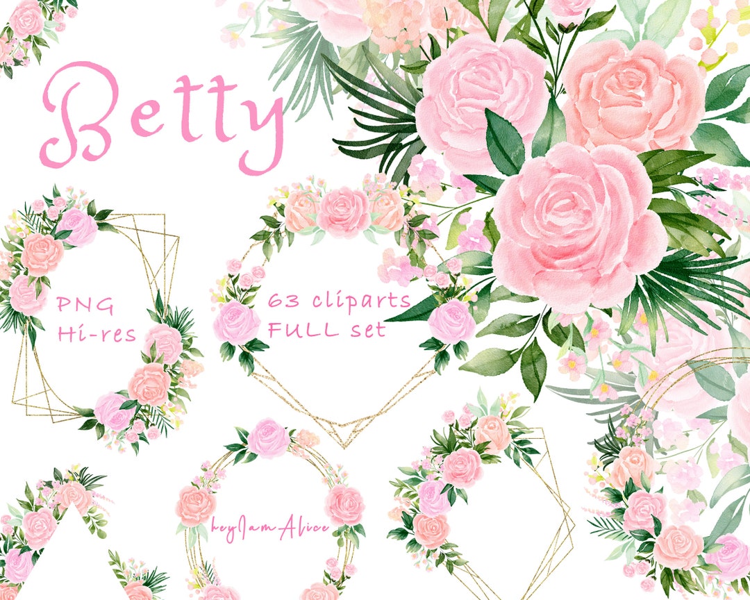 Peach Pink Watercolor Flower Clipart, FREE COMMERCIAL Use, Greenery ...
