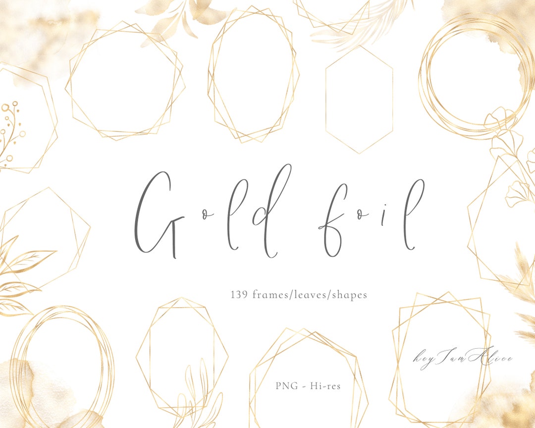 Gold Frames Clipart Gold Geometric Frame Png Wedding Clipart Etsy | My ...