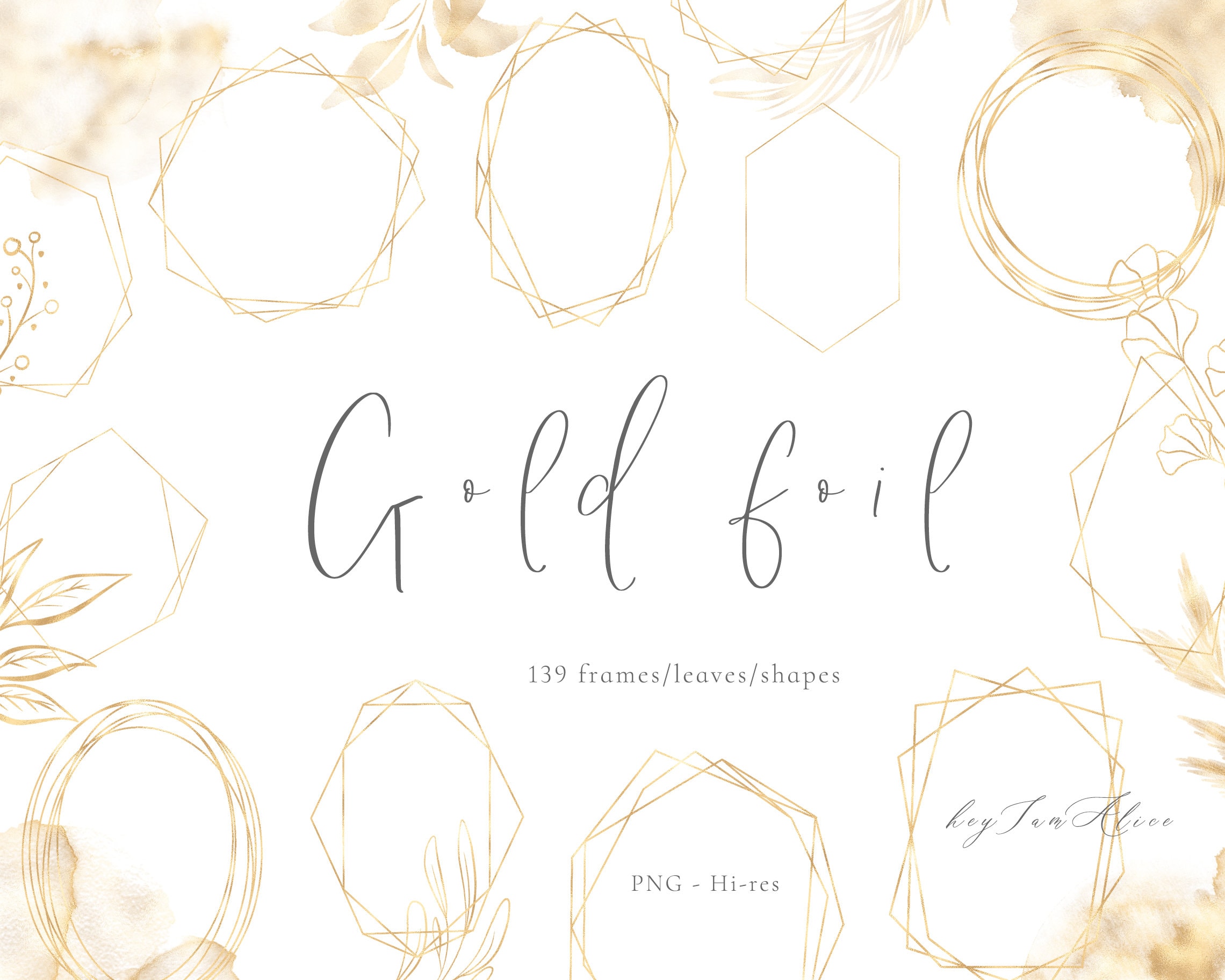 139 Geometric Frame PNG Gold Foil Geometric Polygonal Frames - Etsy