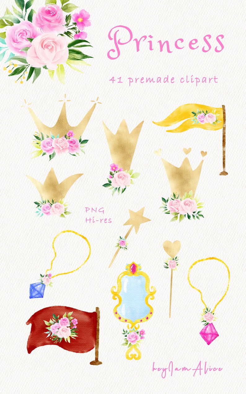 Princess Watercolor Clipart,free COMMERCIAL Use, Nursery Clipart, Fairy ...