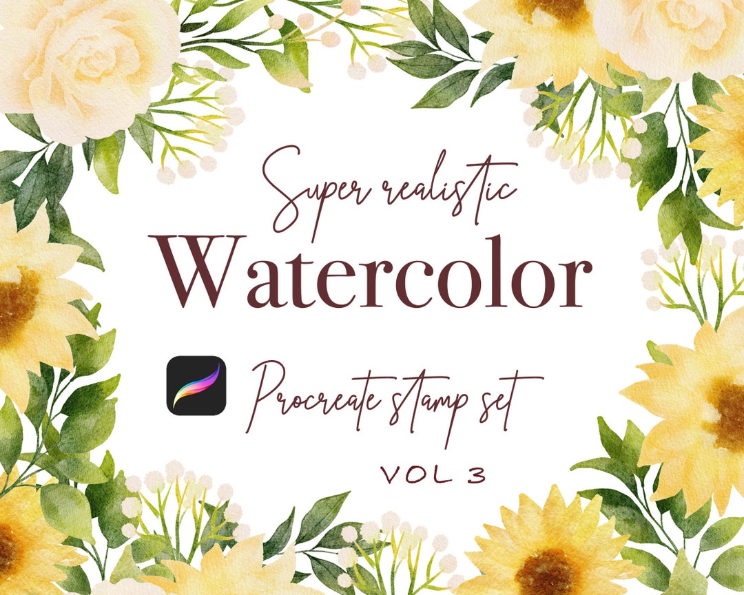 100 Realistic Watercolor Stamp Procreate Brush, FREE COMMERCIAL Use ...