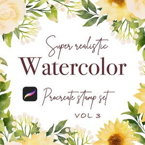 100 Realistic Watercolor Stamp Procreate Brush, FREE COMMERCIAL Use ...