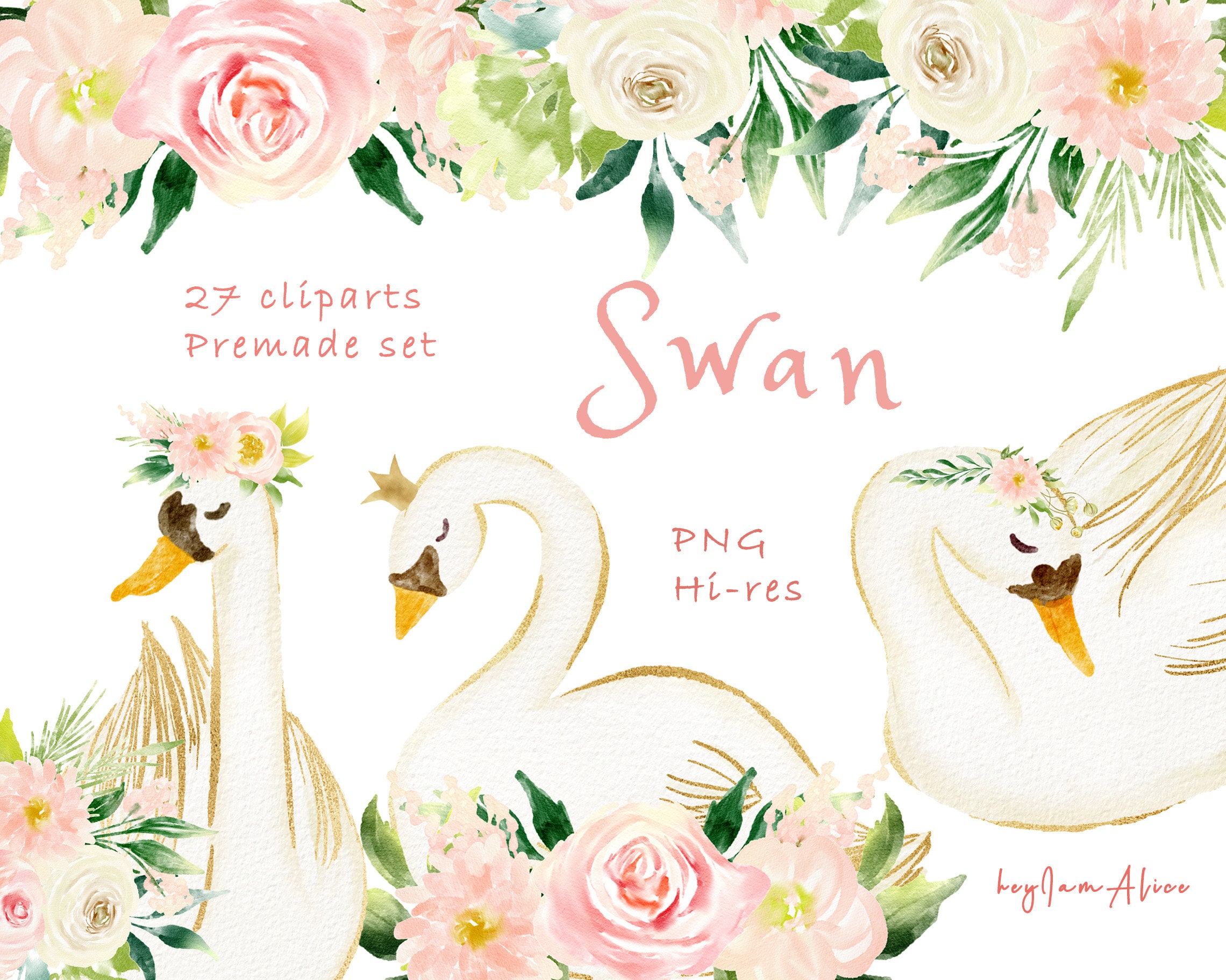Swan Clipart PNG, Watercolor Swan, FREE COMMERCIAL Use, Nursery Clipart ...