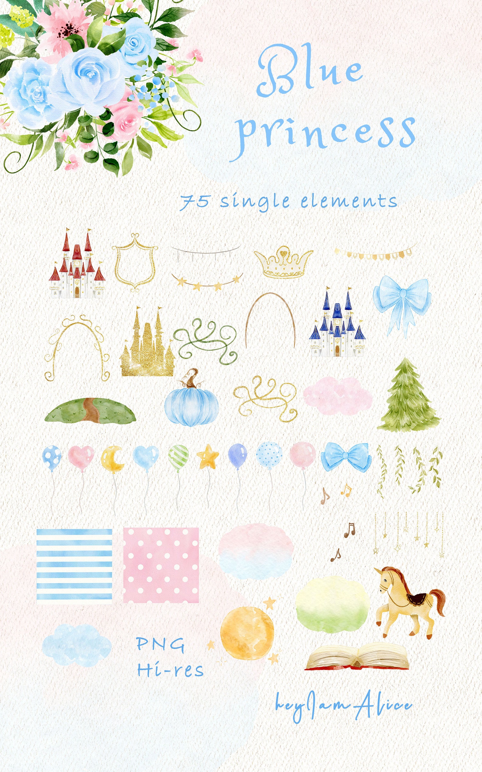 Princess and Prince Watercolour Clipart Fairy Tale Graphic - Etsy