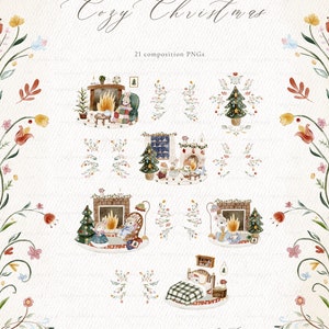 Christmas Clipart, Cozy Home Clipart, Watercolour Merry X-mas Clipart ...