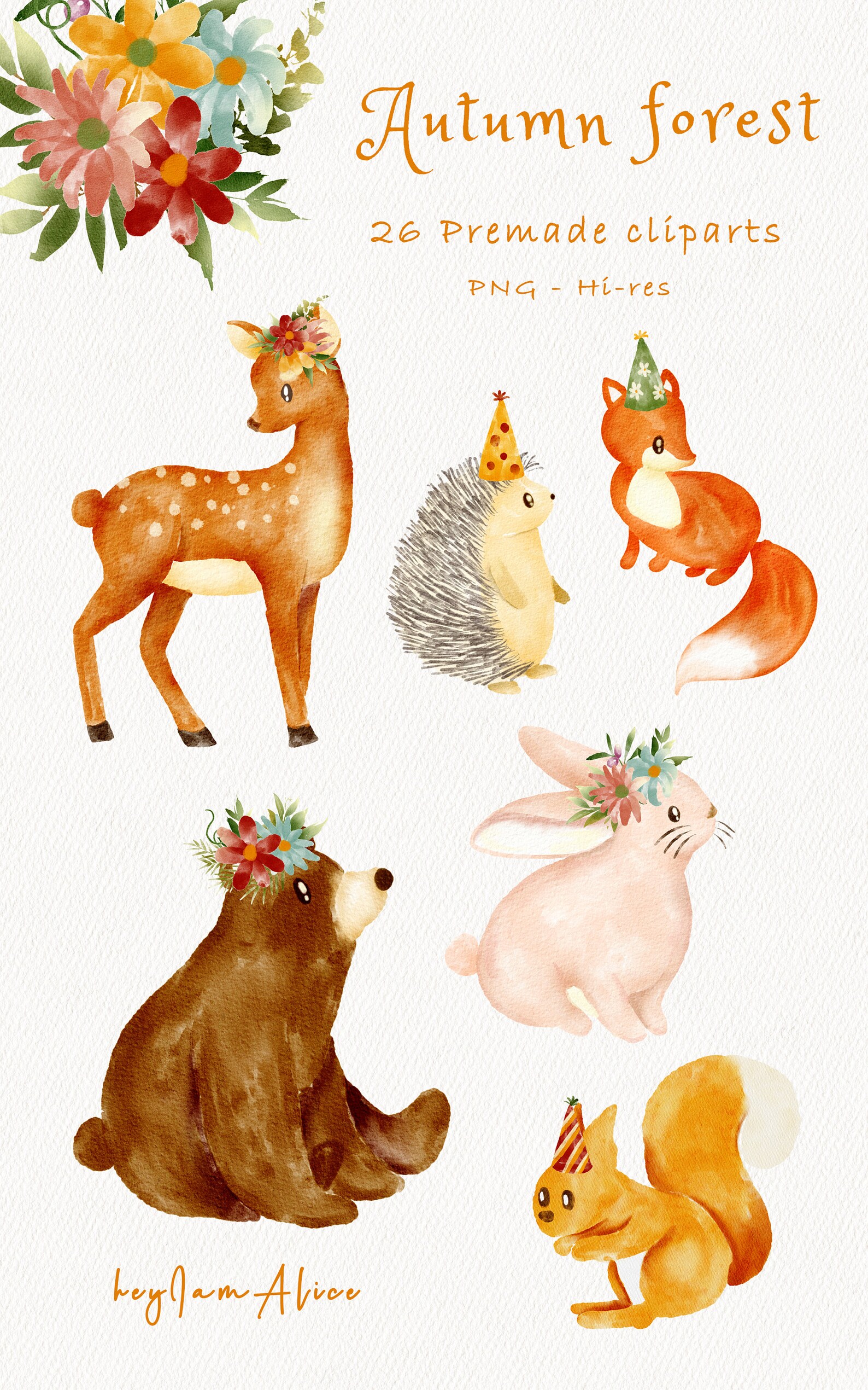 Autumn Forest Clipart Fall Woodland Animal Clipart FREE - Etsy