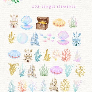 Mermaid Clipart, Little Mermaid Watercolor Graphic, Nursery Clipart ...