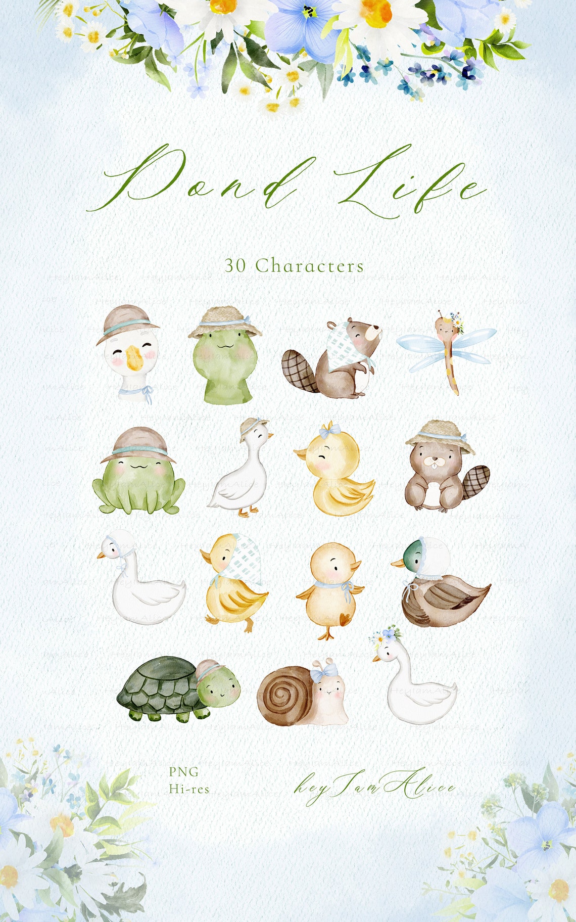 Pond Life Clipart, Frog PNG Graphic, Frog Princess PNG, Duck Pond Baby ...