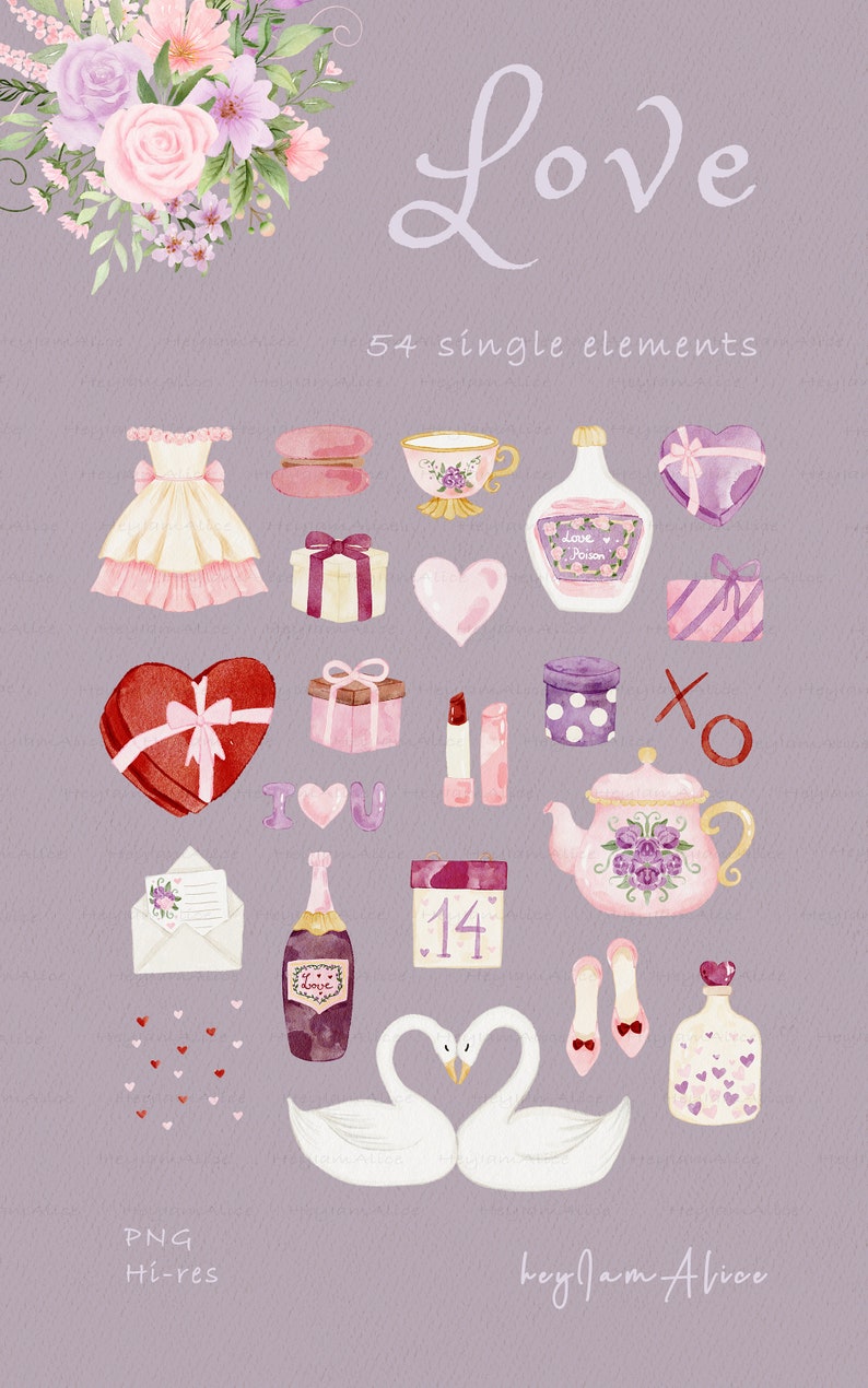 Valentine Watercolor Clipart PNG Love Couple Graphic PNG | Etsy