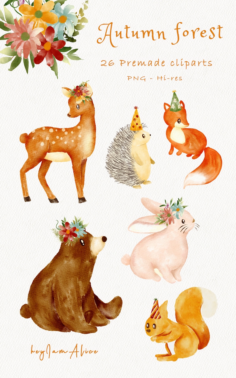 Autumn Forest Clipart Fall Woodland Animal Clipart FREE | Etsy