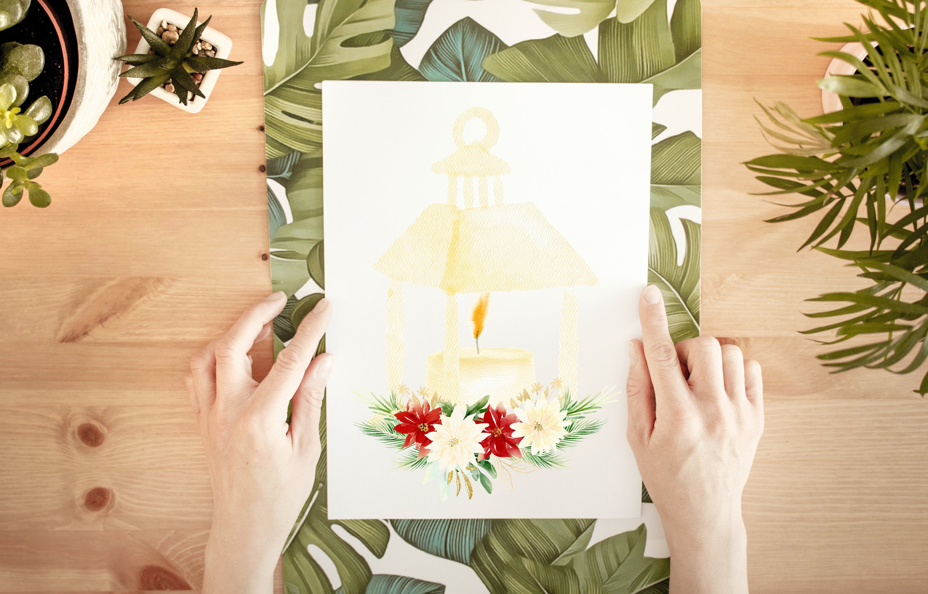 Christmas Clipart FREE COMMERCIAL use Watercolor merry X-mas | Etsy