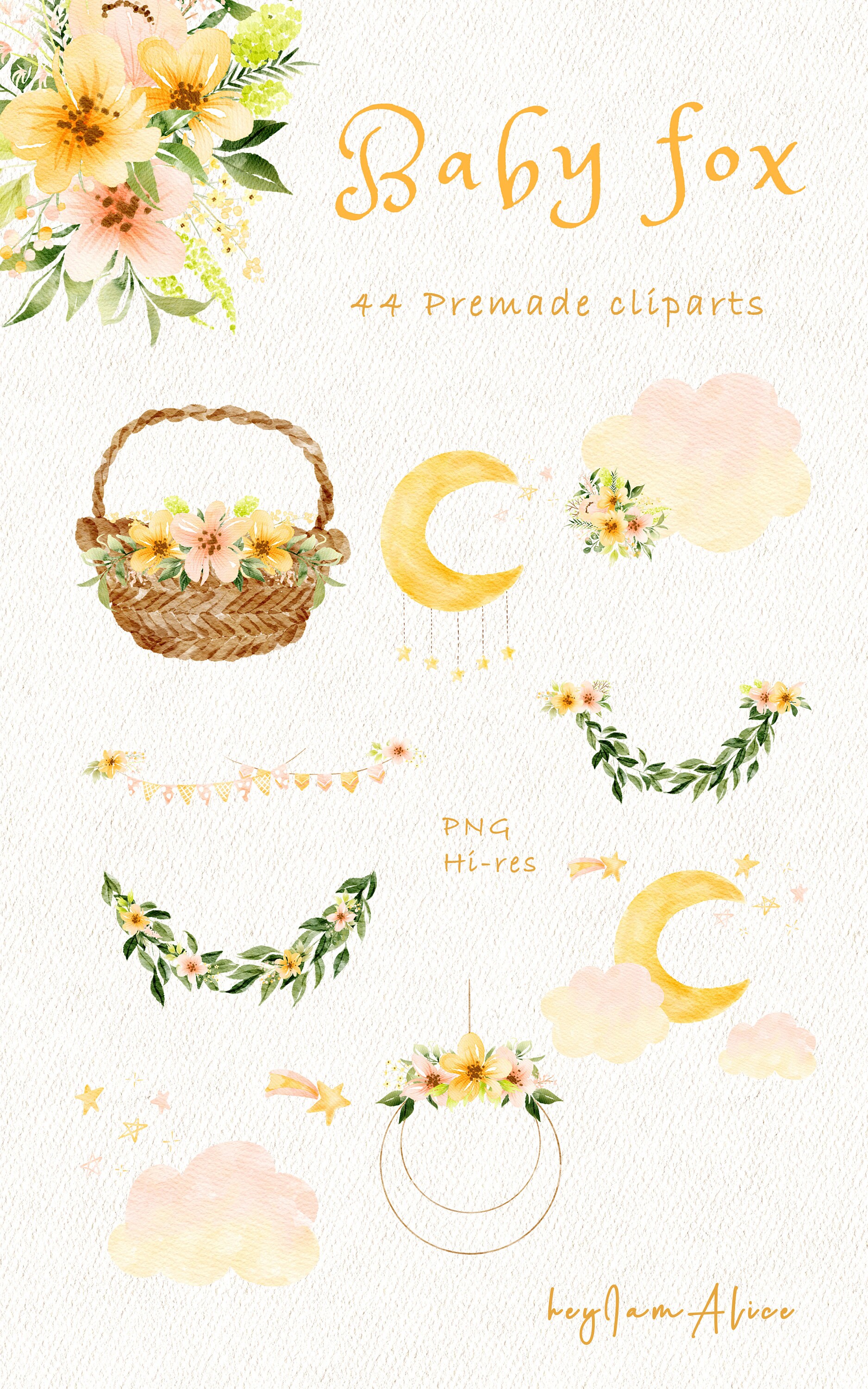 Baby Fox Watercolor Clipart Woodland Animal PNG FREE | Etsy