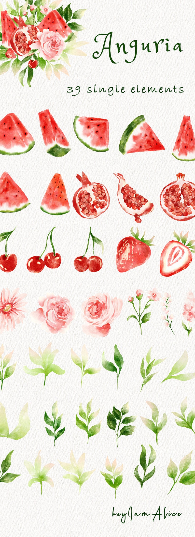 Watercolor Watermelon Clipart, FREE COMMERCIAL Use, Pomegranate Clipart ...