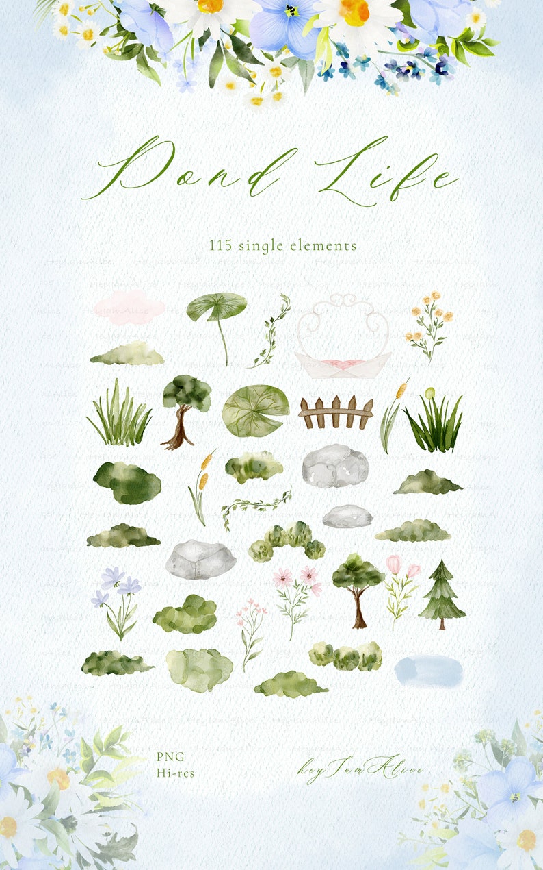 Pond Life Clipart, Frog PNG Graphic, Frog Princess PNG, Duck Pond Baby ...