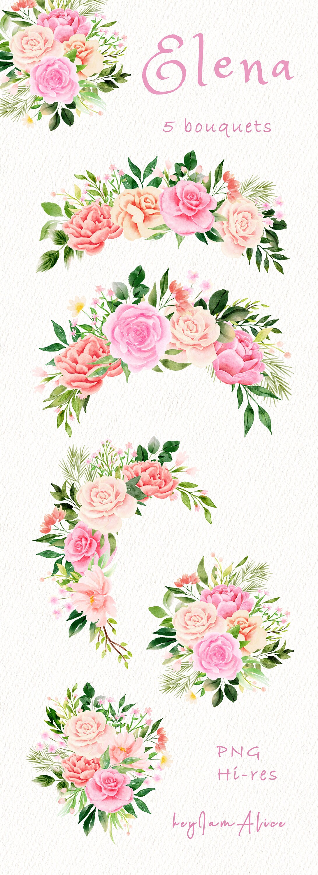 Pink Peony Flower Watercolor Clipart Soft Pink Floral PNG - Etsy