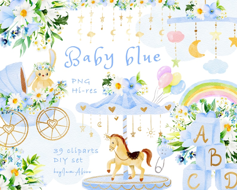 Baby Blue Clipart Blue Watercolor Newborn PNG FREE | Etsy