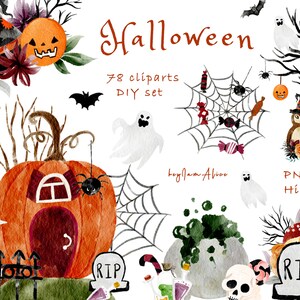 Halloween Clipart, Watercolor Happy Halloween, Spooky Clipart, Trick or ...