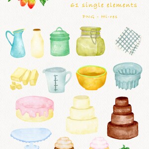 Watercolor Baking Supplies Clipart PNG , FREE Commercial Use, Baking ...