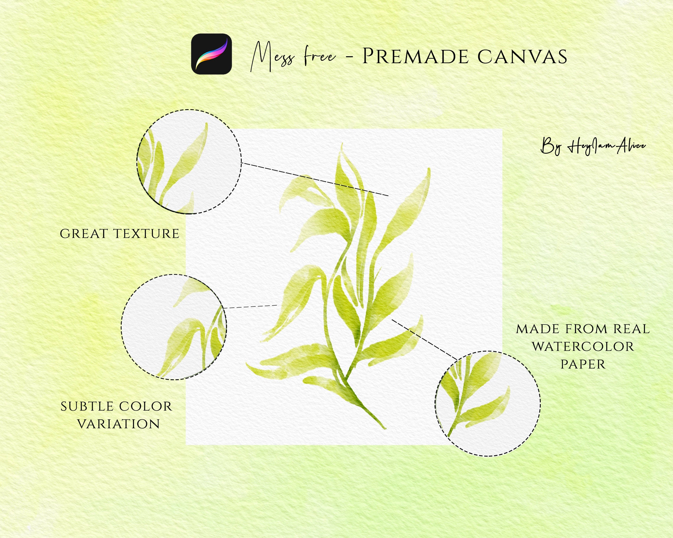 Realistic Procreate Watercolor Paper Canvas, JANES Paper, Watercolor ...