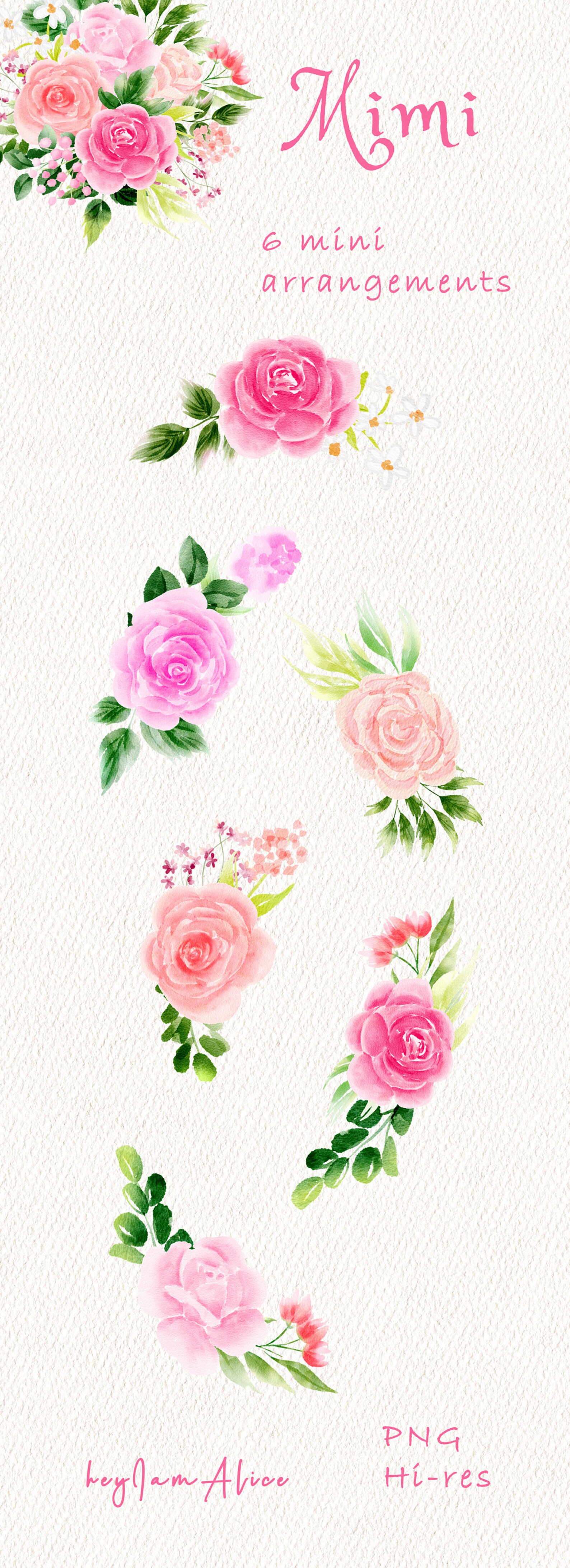 Pink ROSE Flower Watercolor Clipart Soft Pink Floral PNG - Etsy