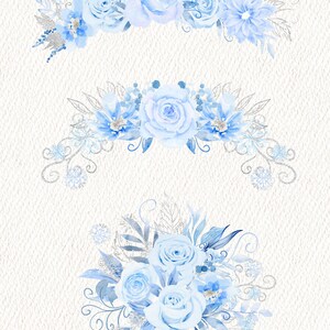 Blue Floral Watercolour Clipart, Winter Flower PNG, Blue Snow Clipart ...